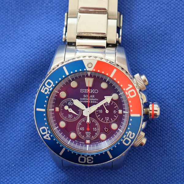 SOLD: Seiko SSC019 Pepsi Solar-Powered Chronograph, WR 200 Meters ...