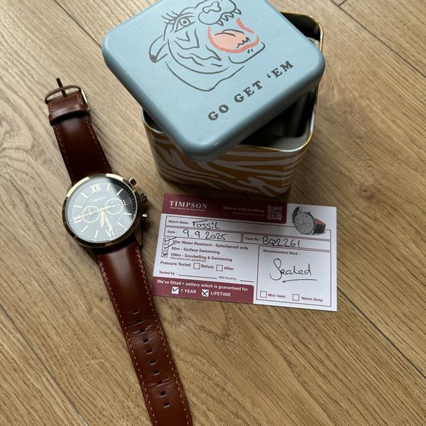 FOSSIL Flynn Chronograph Brown Leather Watch (BQ2261) | WatchCharts ...