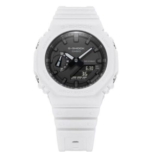 Casio G-Shock GA-2100-7A Carbon Core Guard White Analog Digital Watch ...