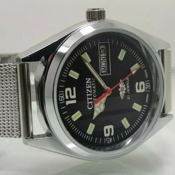 CITIZEN AUTOMATIC DAY/DATE BLACK COLOR DIAL MEN'S WRIST WATCH WORKING ...