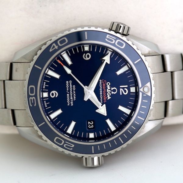 Omega Seamaster Planet Ocean (2015) - 46mm Titanium Blue Dial Watch ...