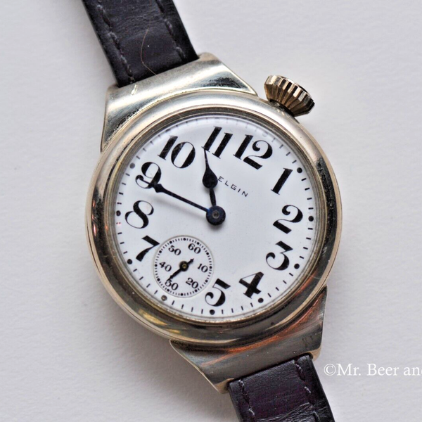 1918 Vintage Elgin Offset Trench Watch, 3/0 463 7j, Fixed Lug, Serviced ...