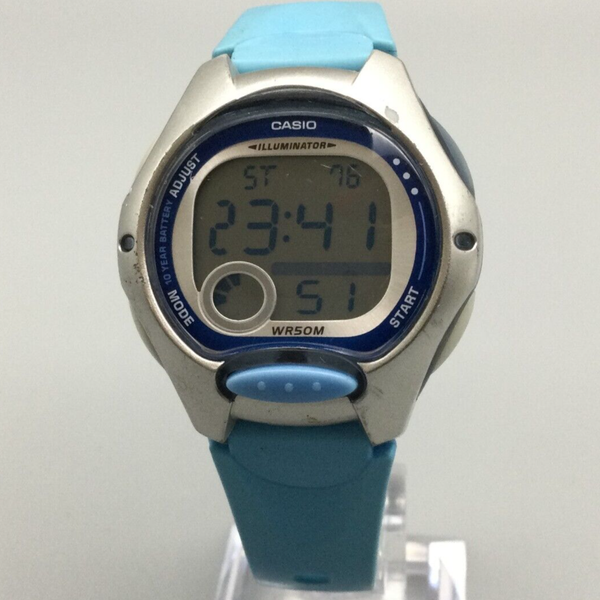 Casio Illuminator Watch Unisex Silver Tone Blue Silicone Band Sports ...