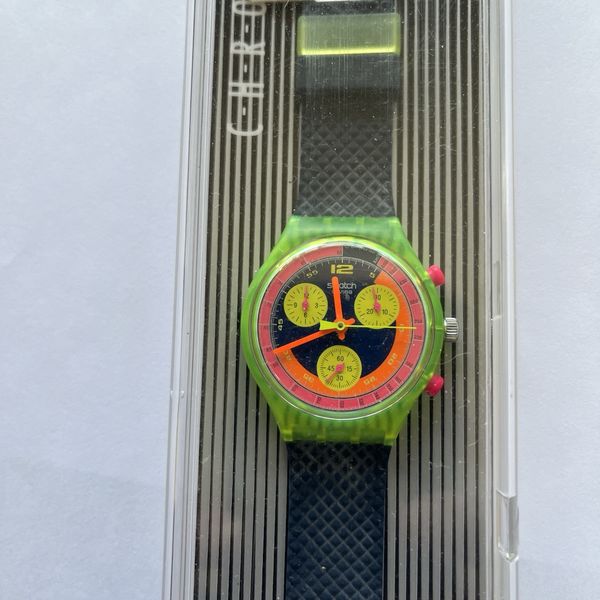 Swatch Grand Prix SCJ101 37mm Yellow Plastic Case, Blue Plastic Strap ...