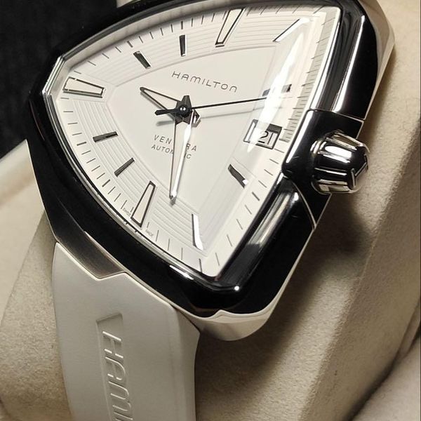 Hamilton Ventura Elvis 80 Auto White Dial Men's Watch 17 Inch Case ...
