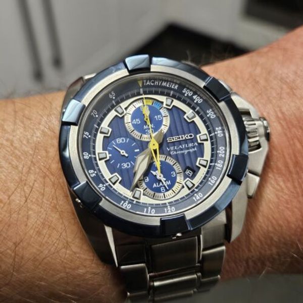 Seiko Velatura Chronograph Alarm Tachymeter SNAE19P1 Sapphire Crystal ...