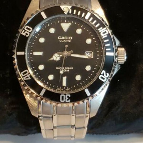 Casio quartz watch, divers, japan movement, 1346 MTD-1010 BLACK DIAL ...