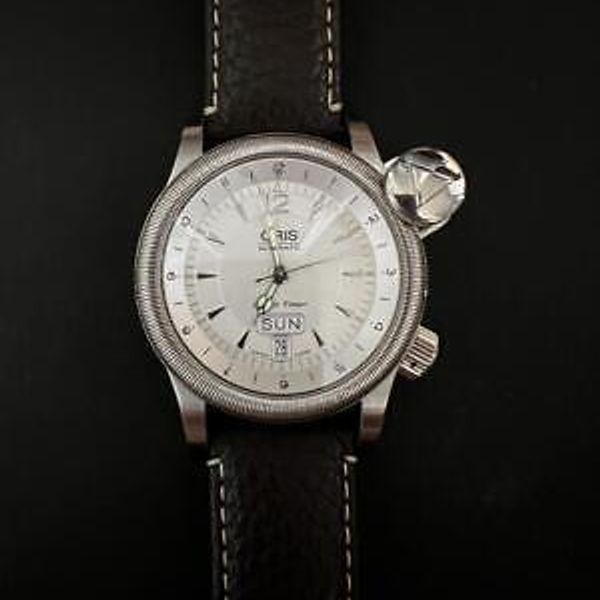 OH, Serviced Oris Flight Timer 7568 Automatic Silver Dial Day/Date Mens ...