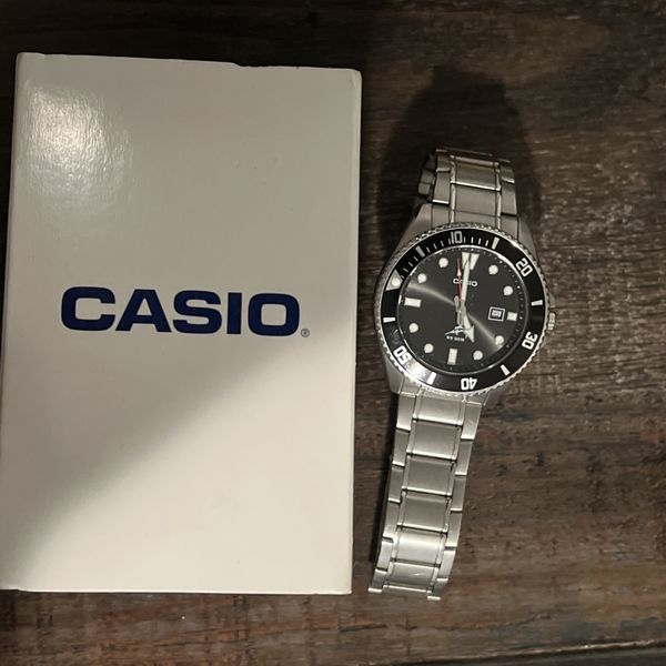 CASIO DURO MARLIN 44MM ALL STAINLESS STEEL DIVE WATCH 200M DAY WINDOW ...