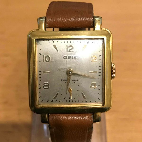 Old vintage Oris square mechanical gold plated watch in good working ...