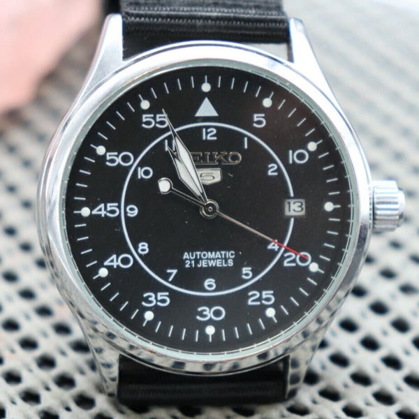 Seiko 5 Automatic Black Dial 4R35B 40mm Vintage Mens Wrist Watch ...