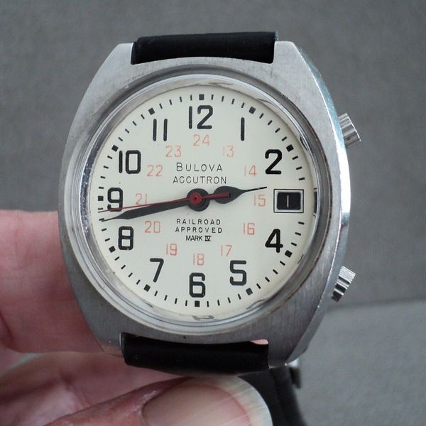 Vtg BULOVA ACCUTRON WATCH Mark IV RAILROAD Approved N4 WORKING Jump ...