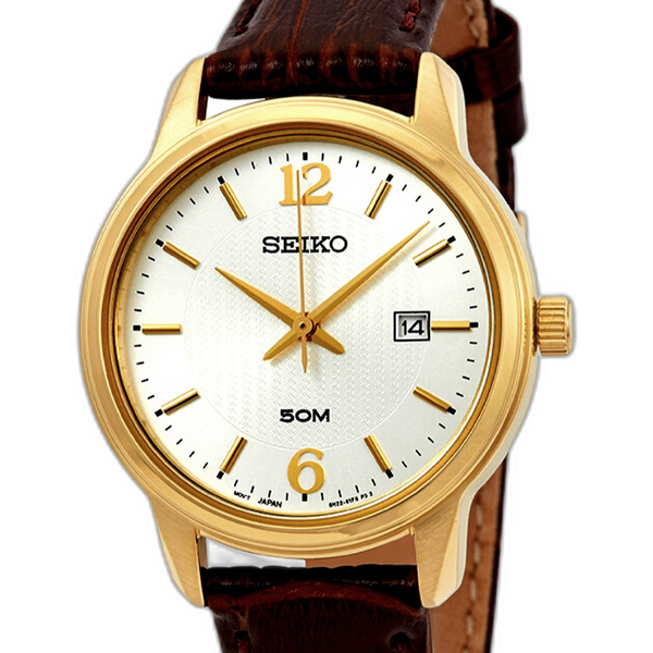 Seiko Men's Leather Japanese Quartz Watch SUR658 | WatchCharts Marketplace