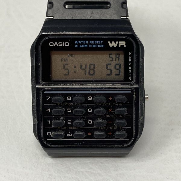 Vintage CASIO Water Resist Calculator Alarm Watch Black 3208 CA-53W ...