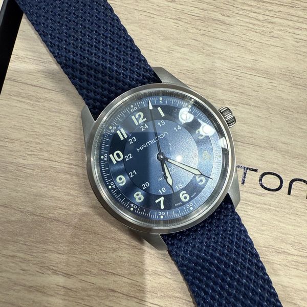 Hamilton Men's Khaki Field Blue Watch H70205140 Titanium | WatchCharts ...