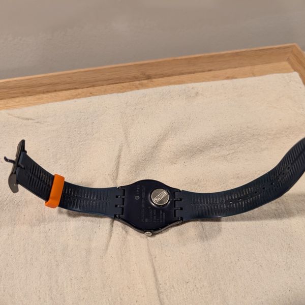 Swatch Roland Garros Paris Swiss Day Date Menâ s Blue Orange Quartz ...