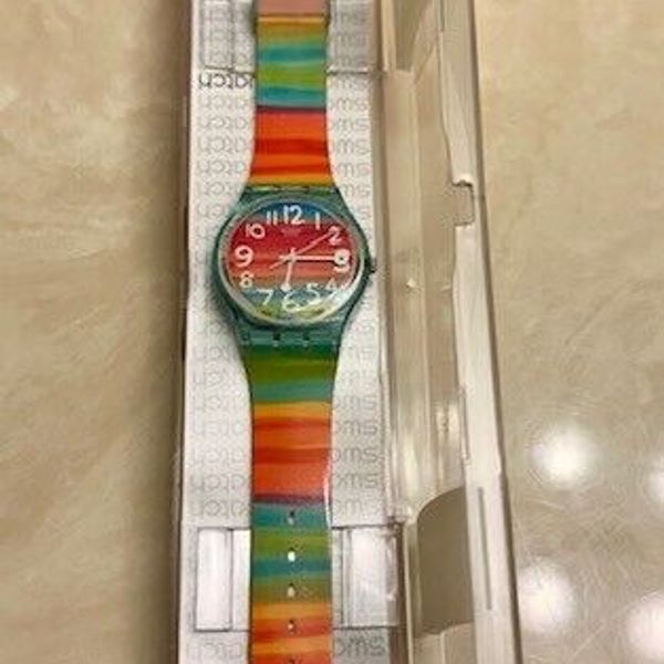 2003 Vintage Swatch Rainbow Stripe Watch | WatchCharts Marketplace