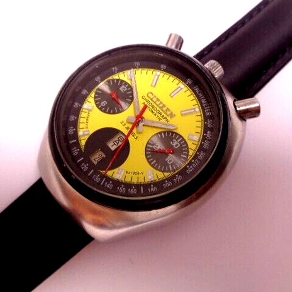 Citizen Chronograph Mens Watch Bullhead New Yellow Dial Arabic 23 J Day ...