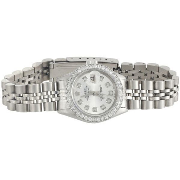 Ladies Rolex 26mm DateJust Diamond Watch Jubilee Band Shiny Silver Dial ...