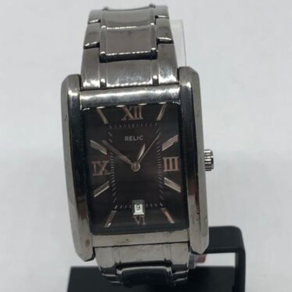 Relic ZR77109 Men's Gray Stainless Steel Analog Black Dial Wrist Watch ...