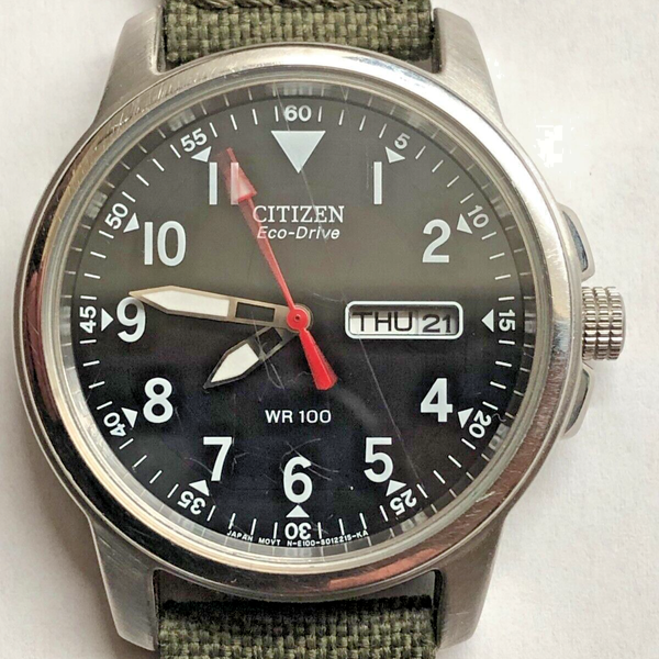 Citizen eco-drive E100-S006597 HSB "Garrison" Field Day/Date Mens 100M ...