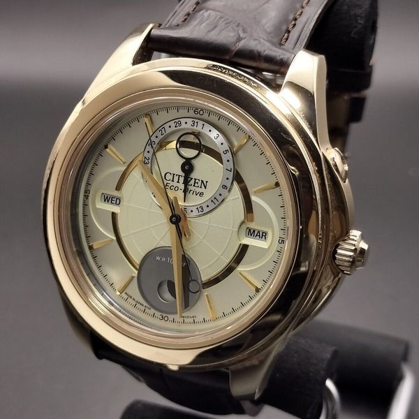 Rare EX Citizen Eco-Drive Moon Phase Quartz Men's Watch Battery ...