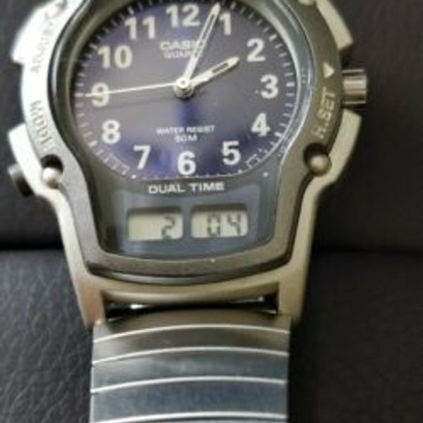 Casio AW-24 Module 2318 Quartz Auto Calendar Dual Time Vintage Watch ...