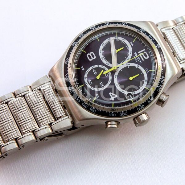 Swatch Irony Chrono - YVS411G - Sprinkled Water - Nuovo | WatchCharts ...