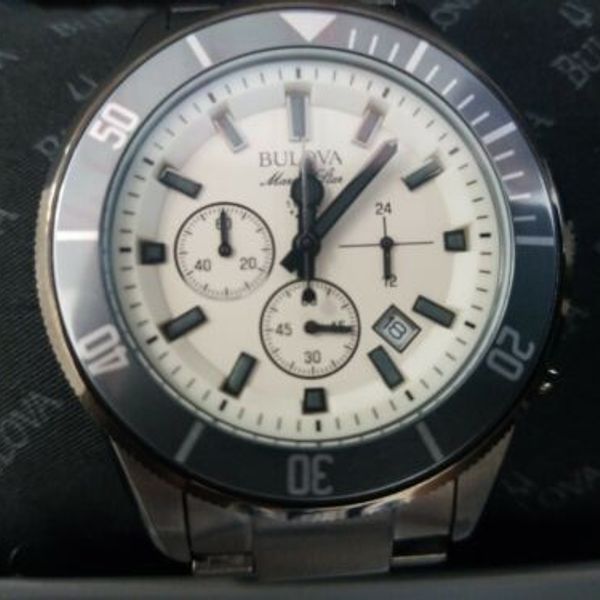 Bulova Marine Star 98B205 43mm Chronograph Date Gunmetal Ion-plated Men ...