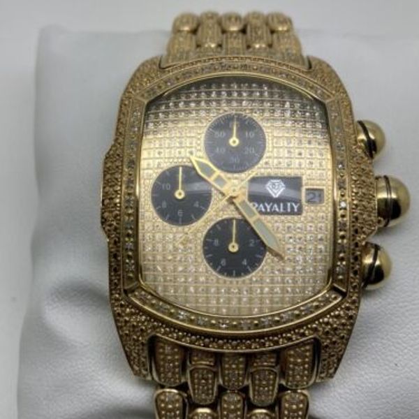 Rayalty Chronographer Watch for Men Diamonds and S. Steel Gold Tone ...