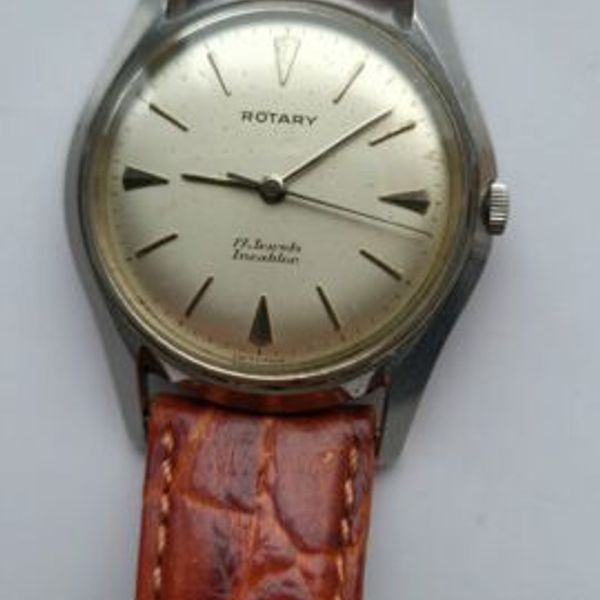 Vintage ROTARY 17 Jewels Incabloc Stainless s Steel Manual Wind ...