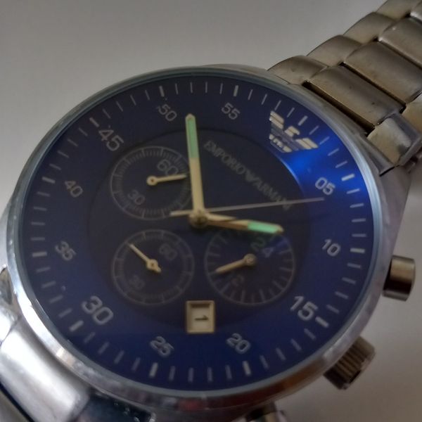 Emporio ARMANI AR5860 Mens Steel Chronograph Watch Working New Battery ...