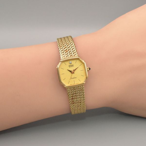 Fresh Batt SEIKO Exceline 1221-5080 Gold Diamond Dial Quartz Women Vintage Watch | WatchCharts ...