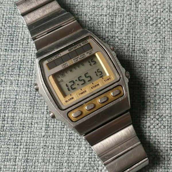 vintage seiko sports 100 A557-502B solar alarm chrono steel case lcd watch rare | WatchCharts ...
