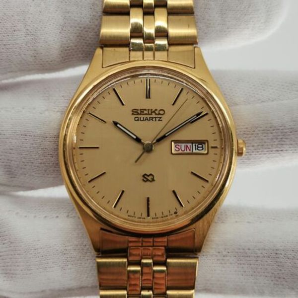 Seiko SQ Men's Vintage Day-Date Gold Tone Quartz Watch 5Y23-8049 | WatchCharts Marketplace