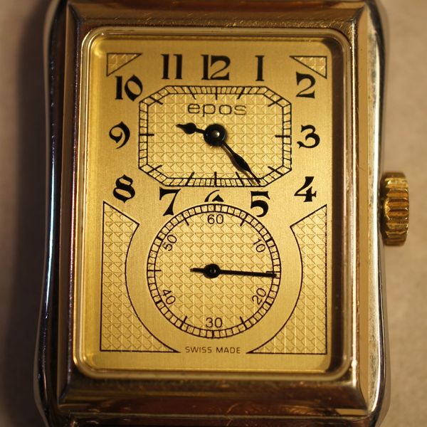 Rare Epos Rectangle Perfection Doctor's Watch Ref. 3185 Duo Double Dial ...