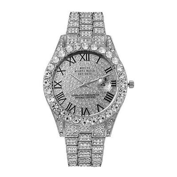 Men Watch Wristwatch Crystal Quartz Calendar Roman Scale Magnifying ...