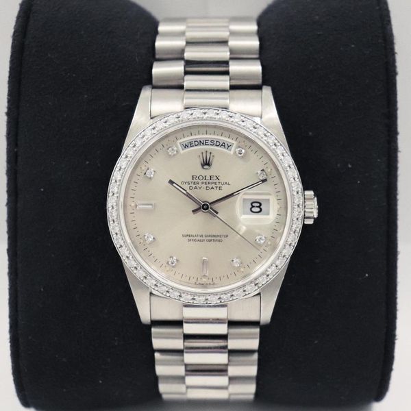 1989 Rolex 18349 Day Date 36mm White Gold President Factory Diamond ...