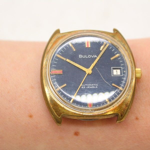 F Vintage Automatic Bulova Gents Gold Tone Wristwatch Working ...