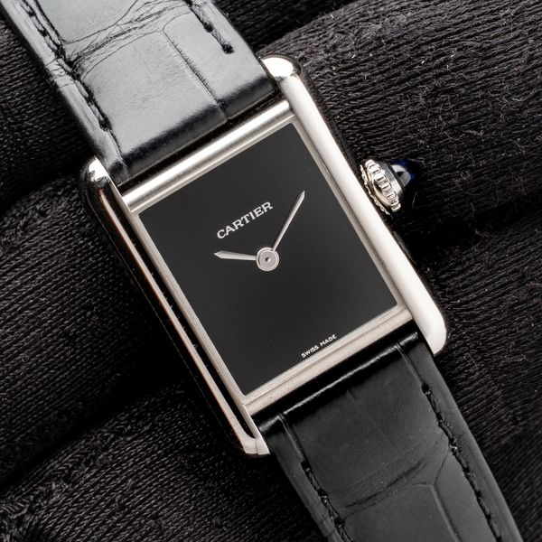 Cartier Tank Must Watch WSTA0071 Swiss Quartz Black Dial Leather 22mm ...