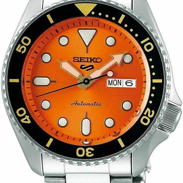 Seiko 5 Sports 24-Jewel Automatic Watch Stainless Steel- Orange ...