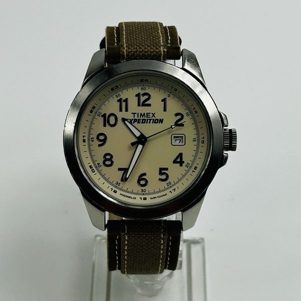 Timex Expedition Watch MenÂ 41mm Indiglo Brown Leather Band Date WR100M ...