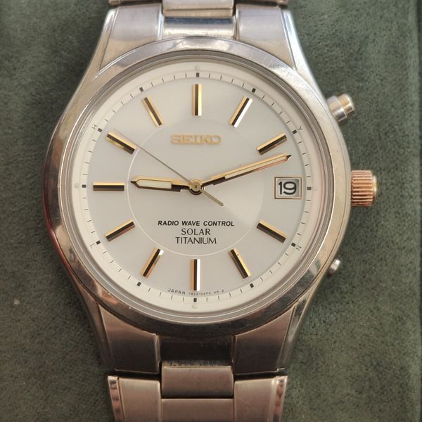 Seiko Radio Wave Control Solar Titanium White Dial 38mm Men's Watch ...