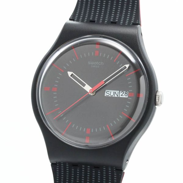 Swatch [SWATCH] gaet SUOB714 men's black plastic watch clock GAET BLACK ...