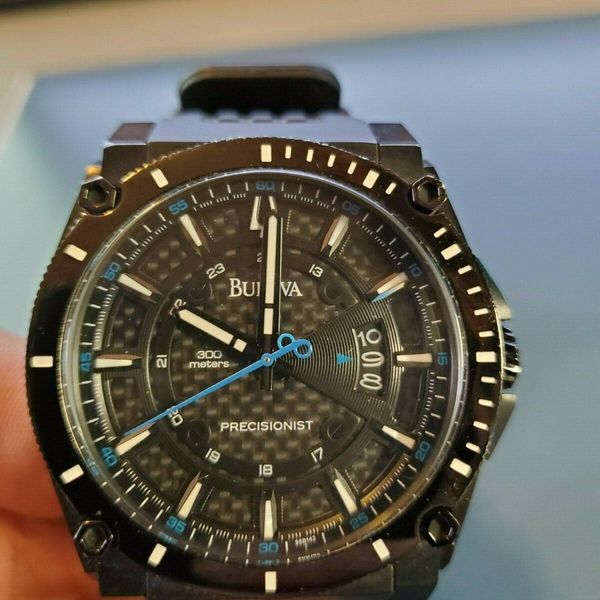 Bulova Men's 98B142 Precisionist Black Stainless Steel With Black ...