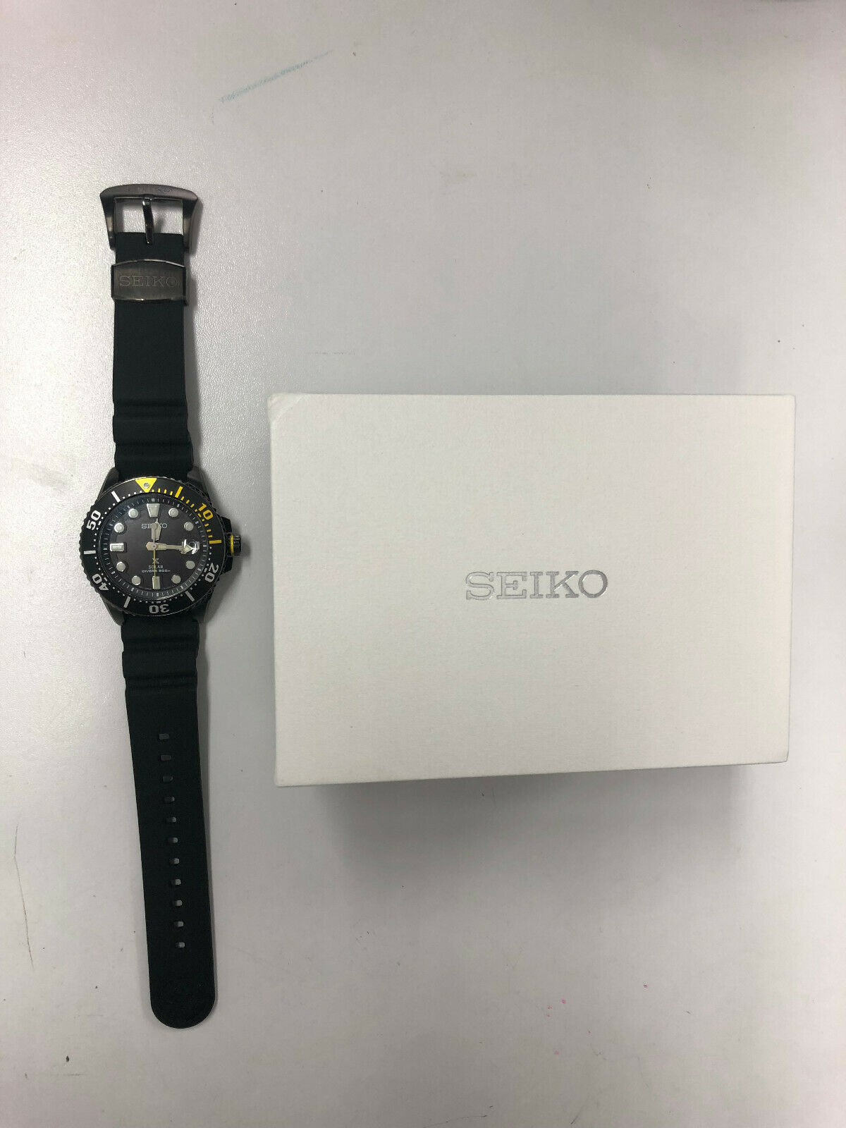 Seiko Prospex Divers Solar Powered Black Silicone Strap Mens Watch ...