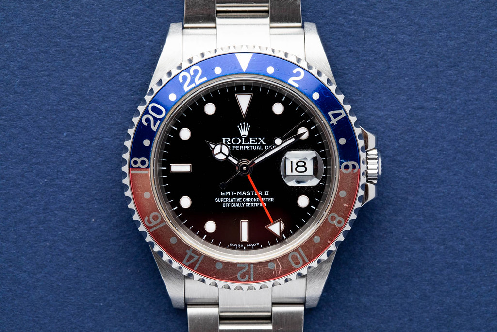 2004 Rolex 16710 GMT MASTER II | Killer Faded Serif Pepsi Insert ...