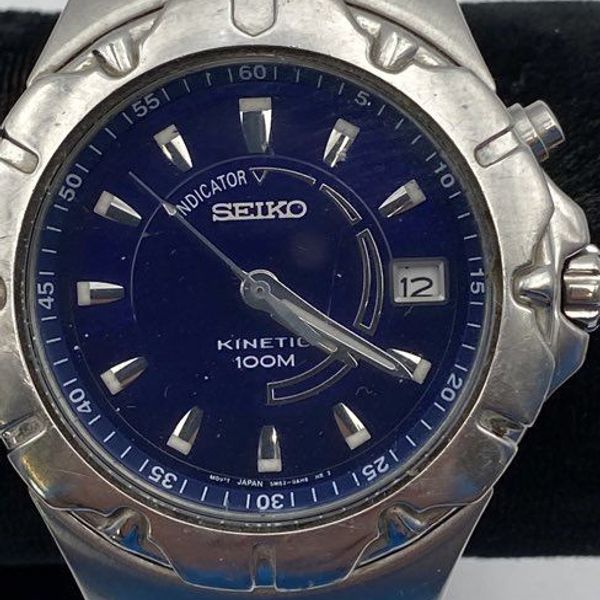 Seiko Mens 430231 Silver Kinetic Date Indicator Analog Quartz ...