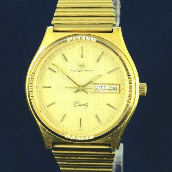 Vintage Hamilton Masterpiece 908080 Gold Tone Men's Swiss Quartz Watch ...