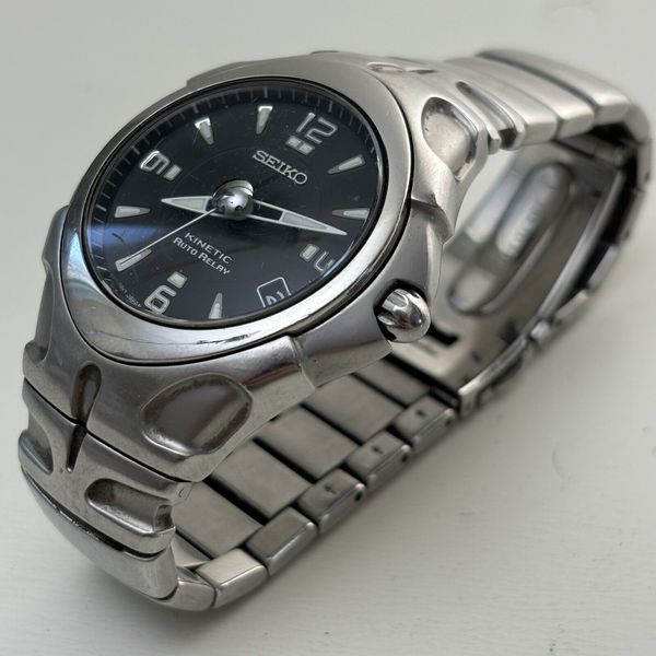 Vintage 5J22 0A10 Japan Seiko Kinetic Auto Relay Quartz Men Watch Stainless READ | WatchCharts ...